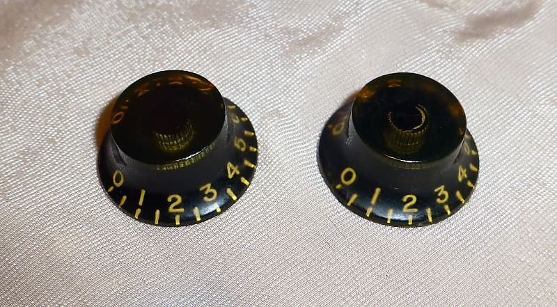 Vintage Gibson 1950's Black Top Hat / Bonnet Knobs Set Pair | Reverb