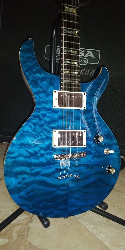 Dean Icon Electric Guitar. Quilted Maple, Blue, string thru, | Reverb