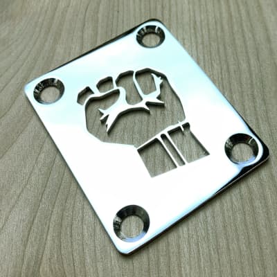 Fist Neck Plate For Bolt On Neck Guitar or Bass - Chrome | Reverb