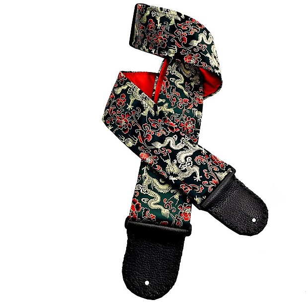 Gold, Red, Black Chinese Dragon Guitar Strap Artisan Handmade | Reverb