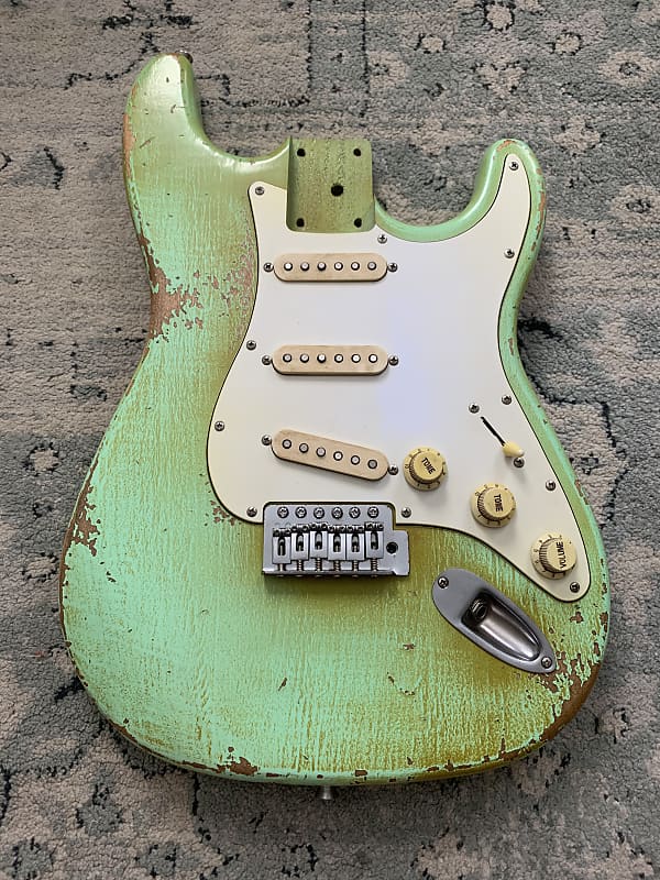 Loaded Strat Body - Surf Green Relic (nitro) | Reverb