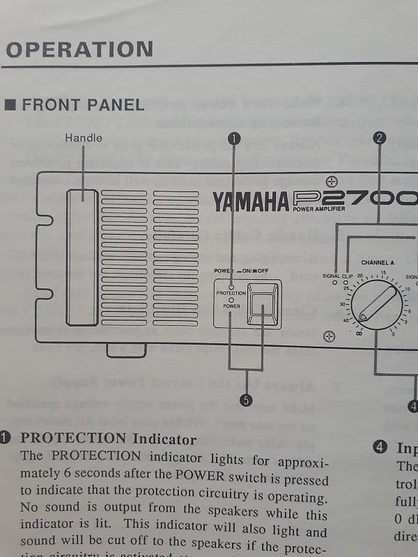 Operation Manual for Yamaha P2700 P250 Power Amplifiers in | Reverb