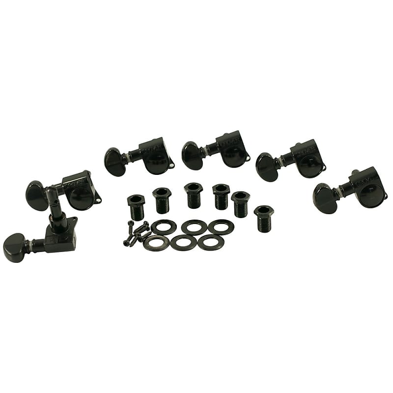 Grover Mini Locking Rotomatic Tuners, 6 In Line, Lefty, Black | Reverb