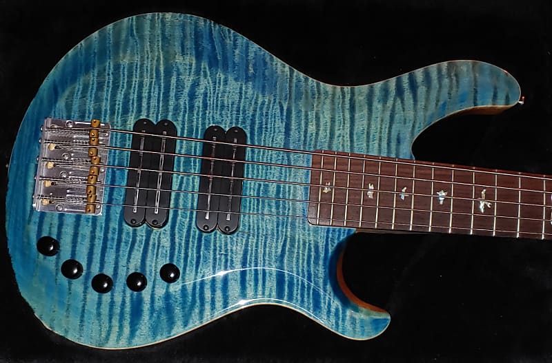 USA PRS Gary Grainger Bass Guitar GG-5 2014 Flame Maple Aqua | Reverb