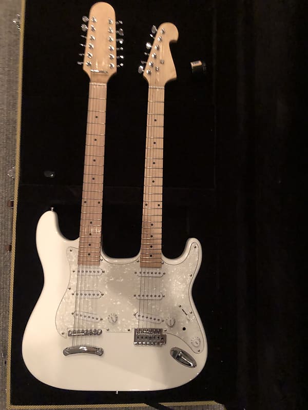 Unbranded Double Neck Stratocaster 2010’s White + Hardshell | Reverb