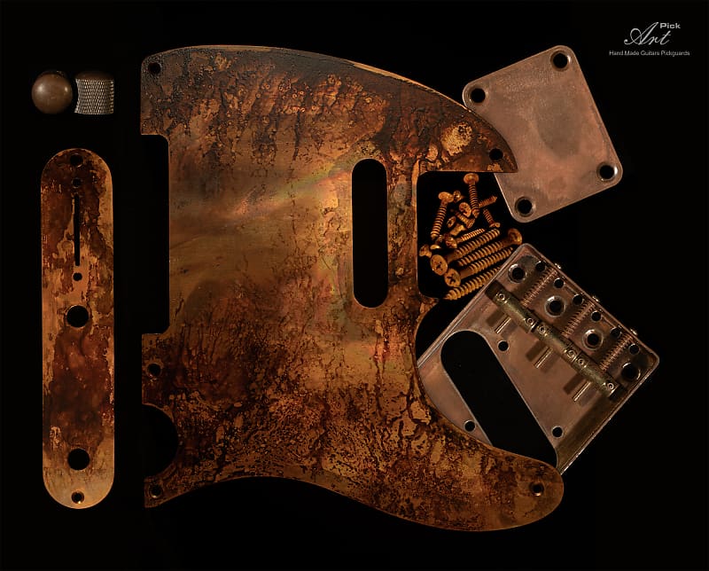 Premium Copper Telecaster Pickguard Big SET-of-7 "Volcano" + | Reverb