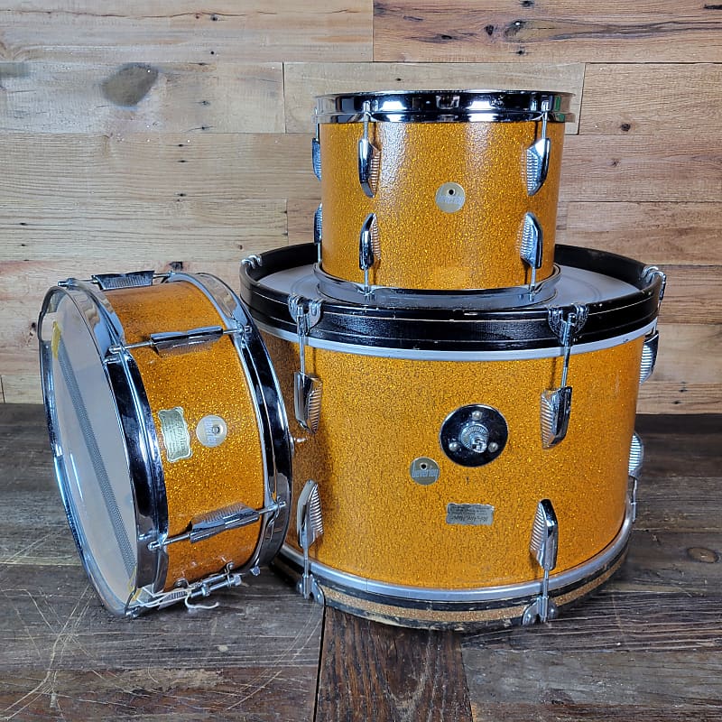 1960's Beverley 3-Piece Jazz Kit 20/14/12 - Amber Sparkle | Reverb
