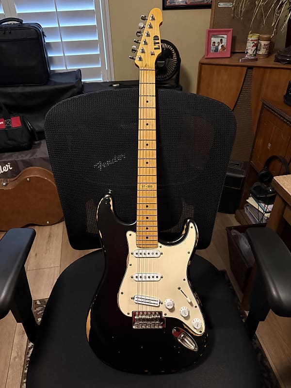 ESP LTD St-203 distressed strat 2000s - Black factory relic | Reverb