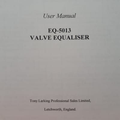 User Manual for TL Audio EQ-5013 Valve Equaliser Ivory | Reverb UK