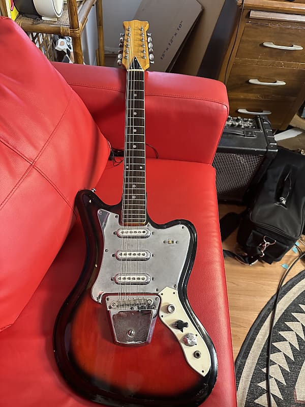 Teisco 12 String Solid body Electric Guitar 1965 - Cherry | Reverb