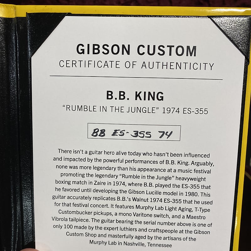 Matching Serial! 2024 Gibson Custom Shop BB King “Rumble | Reverb UK