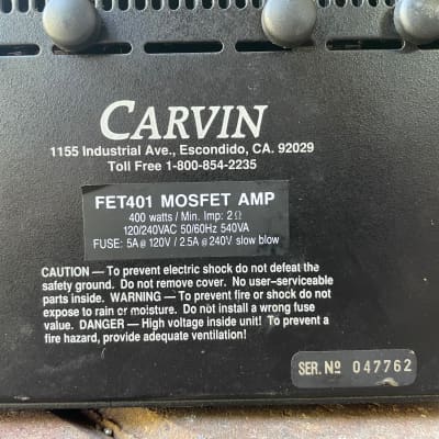 Carvin FET 401 MOSFET Power Amp & Graphic EQ - 400W @ 2 Ohms | Reverb