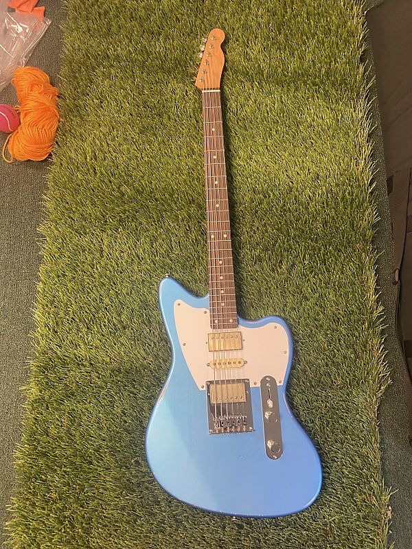 Partscaster baritone warmoth neck Baritone Worn nitro blue | Reverb