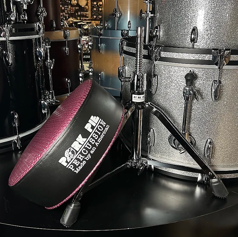 Pork Pie Round Drum Throne in 1999 Purple Vail Top & Black | Reverb