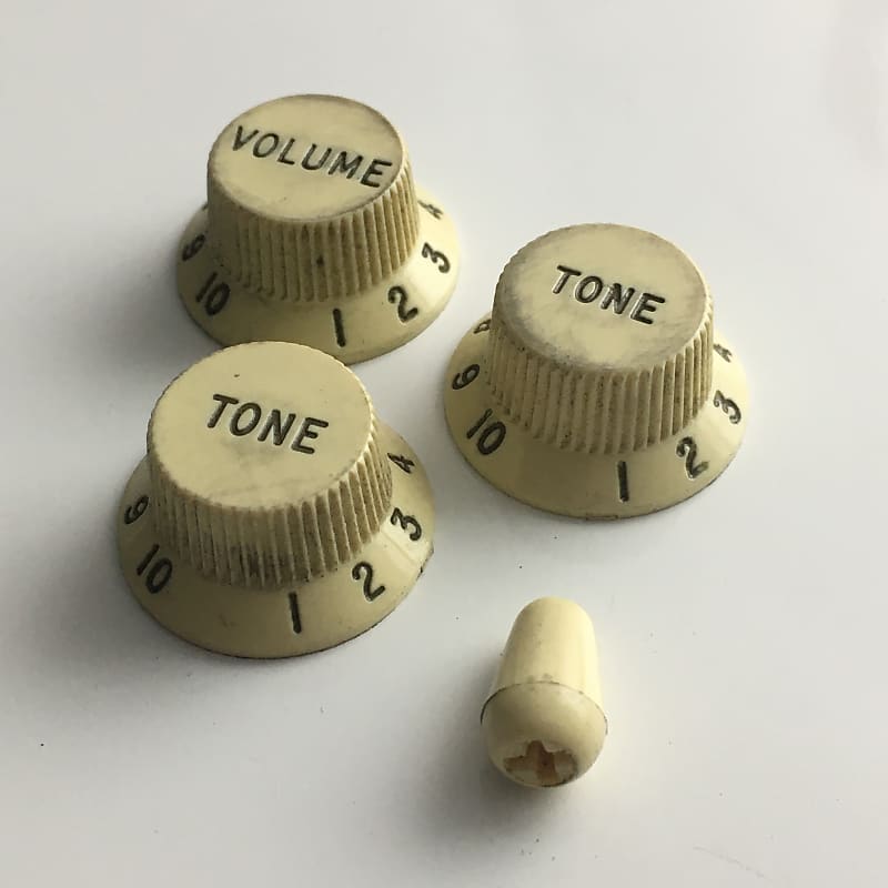 Three Aged White Relic Genuine Fender Knobs Stratocaster | Reverb