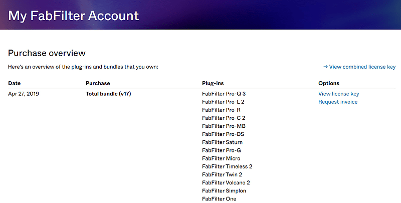 FabFilter Total bundle (v17) license transfer | Reverb