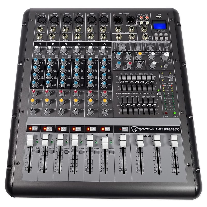 Rpm870 8 Channel 6000W Powered Mixer W/Usb, Effects, 8 Xdr2 | Reverb