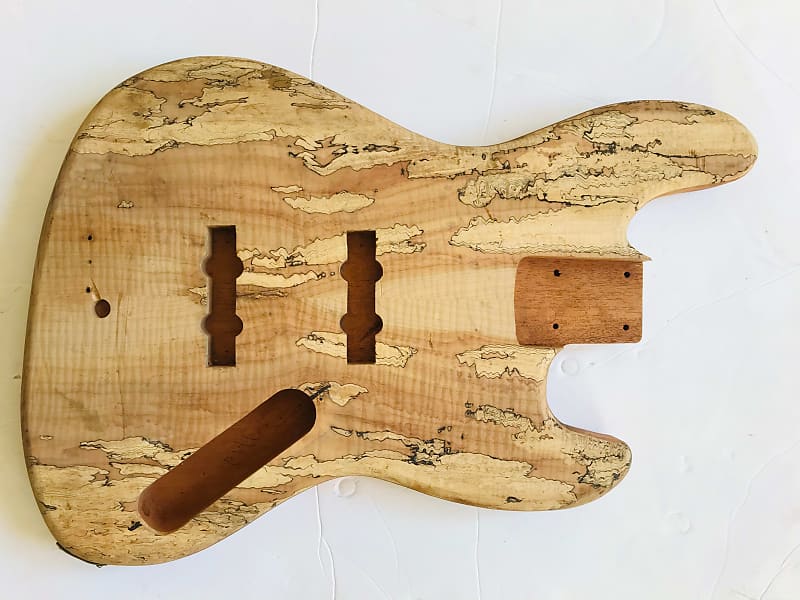 RARE! SPALTED MAPLE BURL JAZZ BASS GUITAR BODY BLACK LINE | Reverb UK