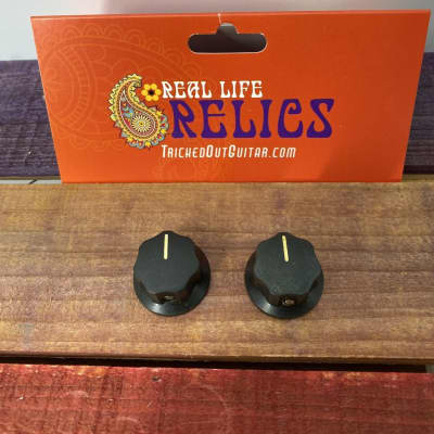 Real Life Relics Aged Black Jaguar® Mustang® Knobs (Set of 2) | Reverb