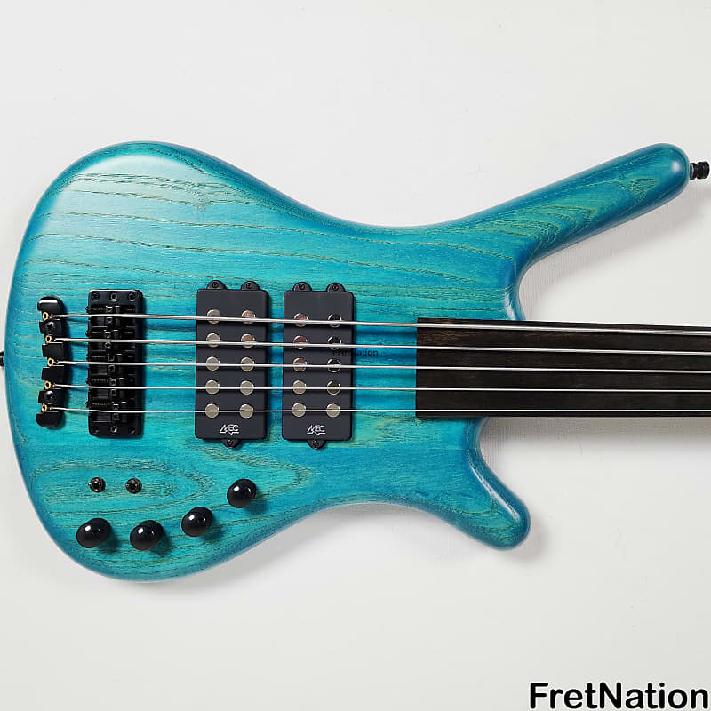 Warwick GPS Corvette $$ 5-String Fretles Bass Turquoise Ash | Reverb