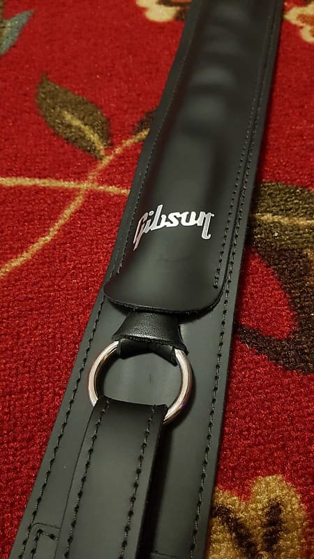 Gibson Slingshot - Black Leather Guitar Strap | Reverb