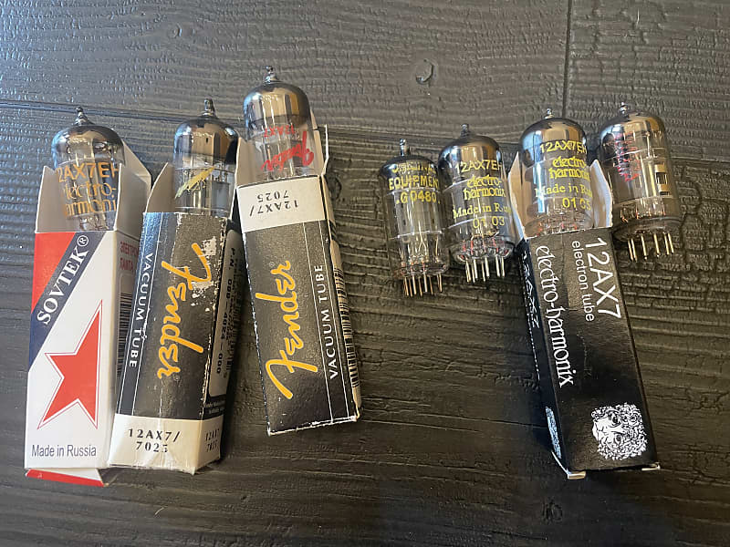 Lot of 7 Fender, Sovtek, Electro Harmonix 12AX7 vacuum tubes | Reverb