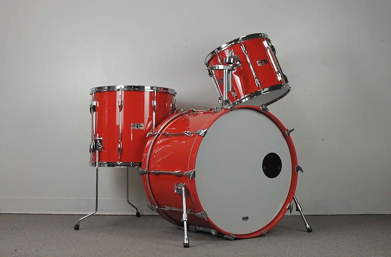 1980s Yamaha Recording Custom Hot Red Drum Set | Reverb