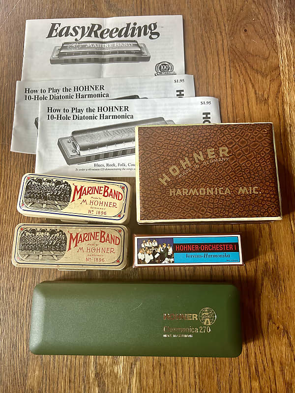 Various Hohner Harmonicas, Chromonica 270, Marine Band, | Reverb