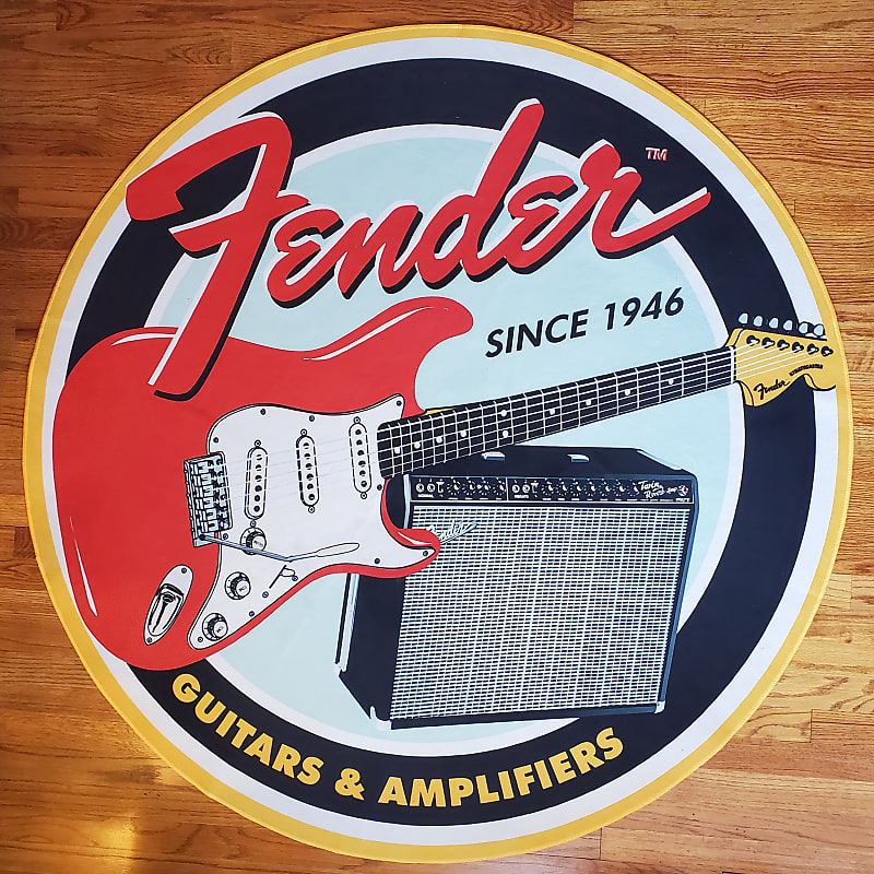 Large Fender Logo Dealer Rug || Features Red Stratocaster | Reverb