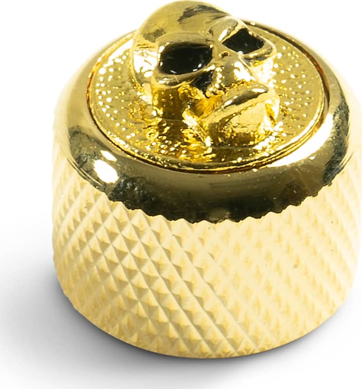 Q-Parts Knobs With Angry Skull Inlay - Dome Gold | Reverb