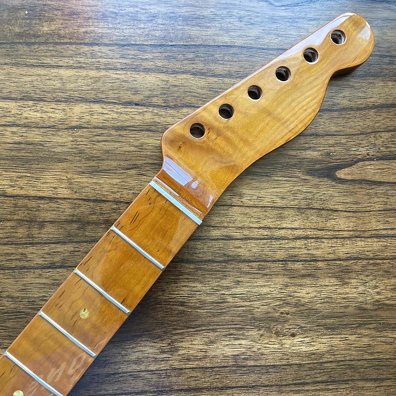 Roasted AA Flame Maple Tele Neck fits fender Telecaster body | Reverb