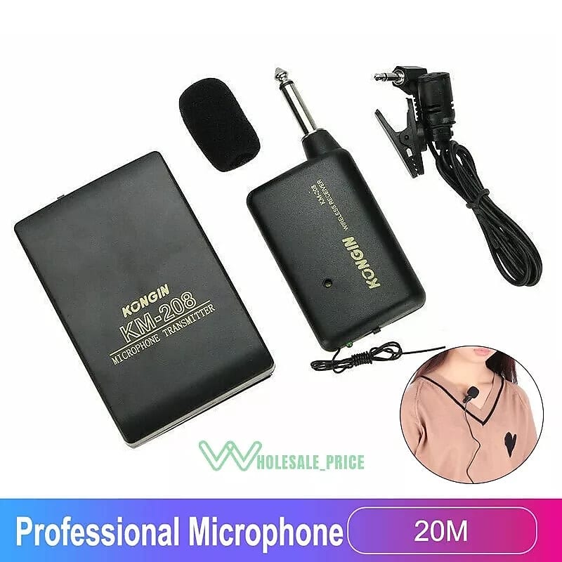 Portable Lavalier Neck Mic System Wireless Microphone W/ Fm | Reverb