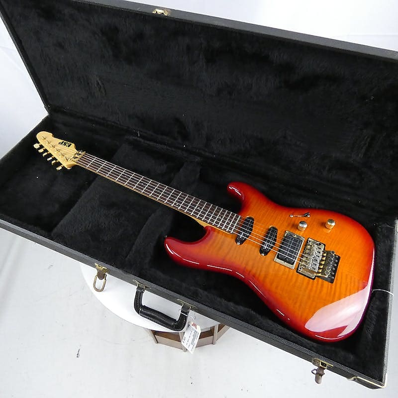 Used ESP CUSTOM MADE IN JAPAN HSS FLAME TOP FLOYD ROSE | Reverb