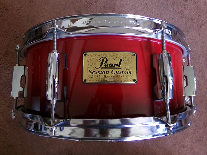 Pearl Session Custom Maple 5.5"x14" Snare 2000s - Cranberry | Reverb