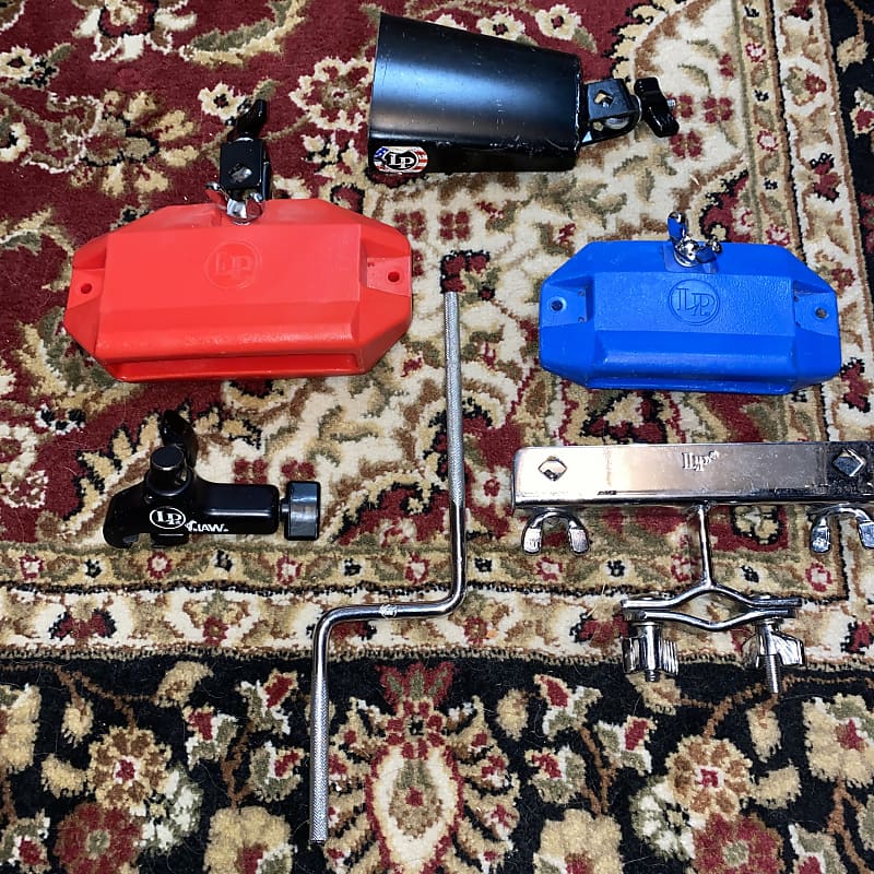 L.P. 6-Piece Lot- Claw, Red Jam Block, cowbell, rod, mount | Reverb