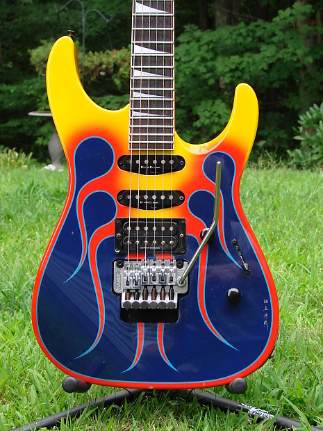 MIJ Jackson Pro Series Blue Orange Flame DK2 w/ Schaller | Reverb