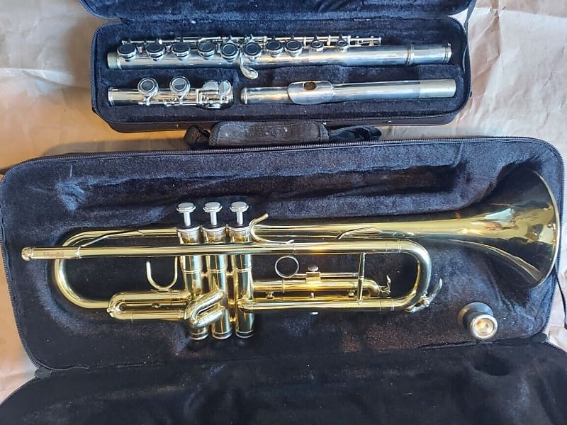 TWO: Cecilio Mendini Trumpet AND Flute, Very Good Condition, | Reverb