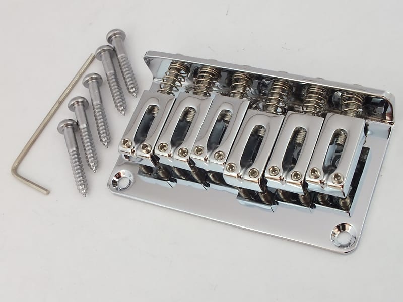 Chrome Hard Tail Bridge through body/top loading for Strat or | Reverb