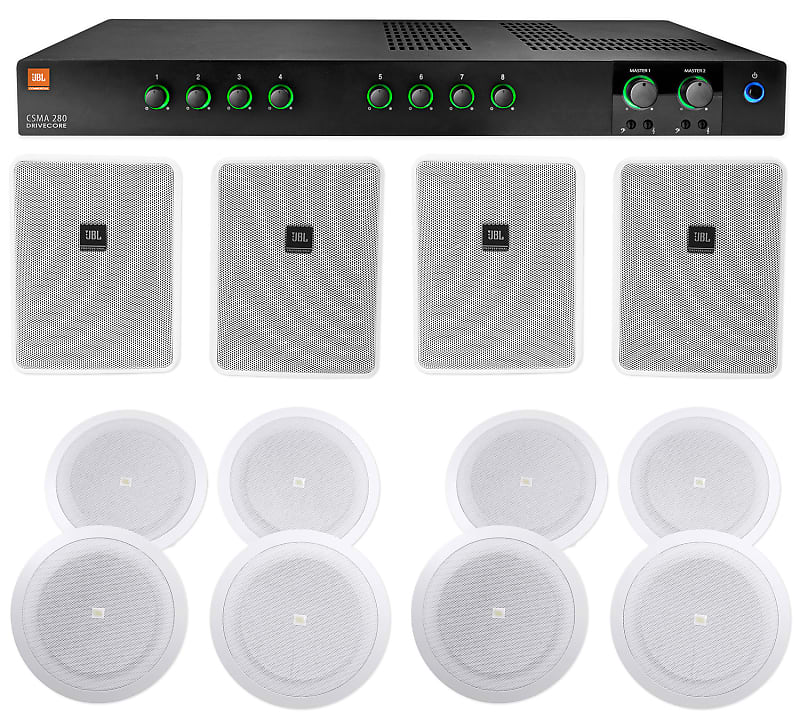 JBL CSMA280 Commercial Amplifier+(4) 6.5" White Wall+(8) 8" | Reverb