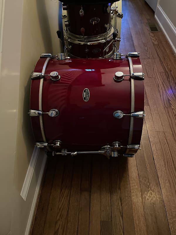 DW Pacific pdp Red stain 4pcs drum kit | Reverb