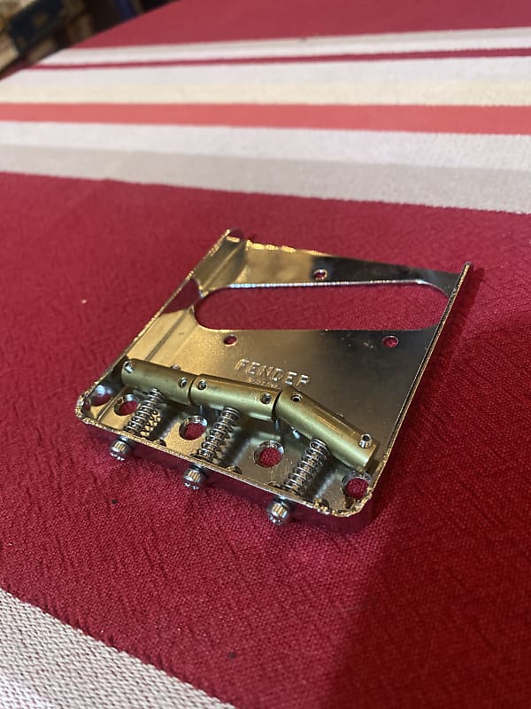 Left Handed Fender Telecaster Bridge with Glendale Brass | Reverb