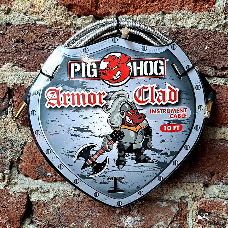 Pig Hog 10ft Armor Clad Right-Angle Instrument Cable | Reverb
