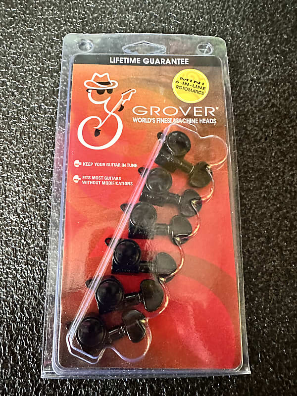 Grover Mini 6 in line Lefty (reverse headstock) Locking black | Reverb