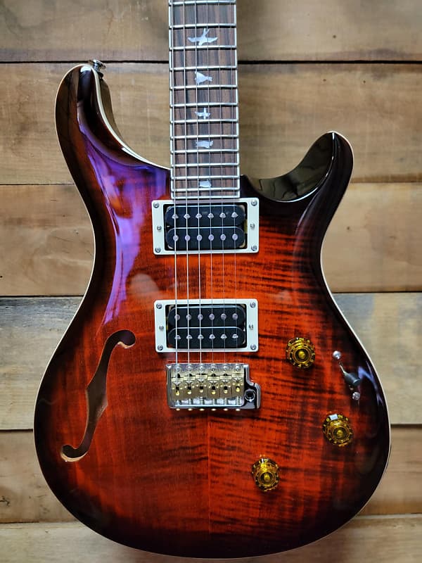 PRS SE Custom 24 Semi-Hollow Piezo - Orange Tiger Smokeburst | Reverb