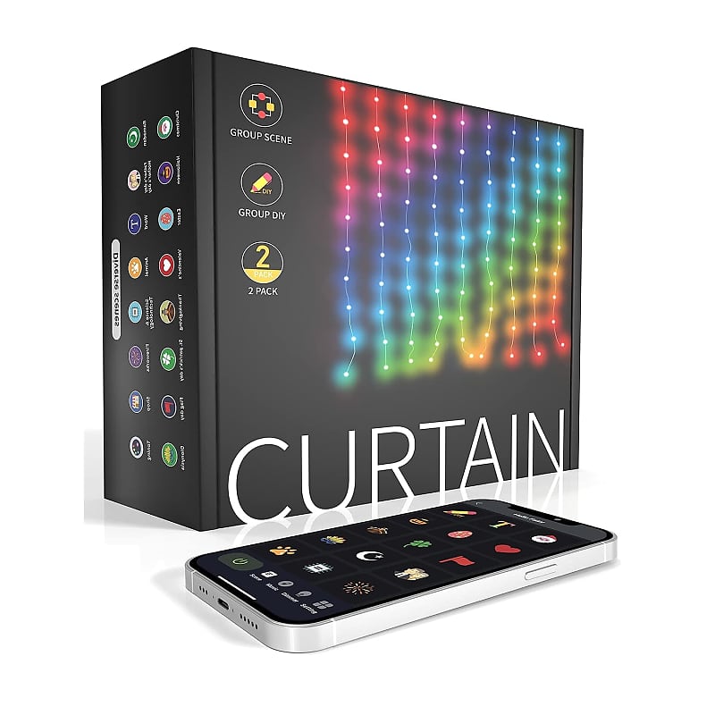 2Sets Animated Curtain Lights, 400Leds Static Dynamic | Reverb