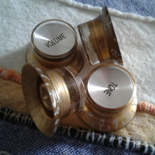 Mighty Mite Reflector Knobs Gold w/ Silver Inserts | Reverb