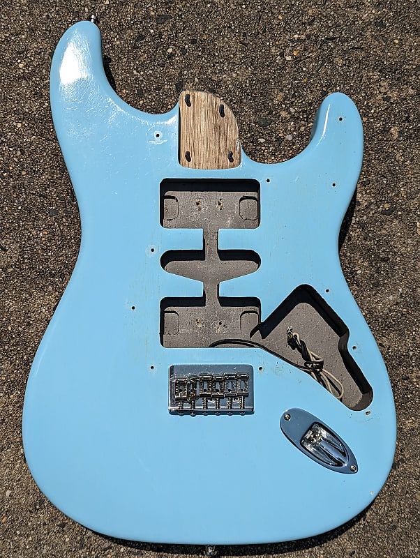 Custom USA Handmade Strat Body Hardtail Sonic Blue Black | Reverb