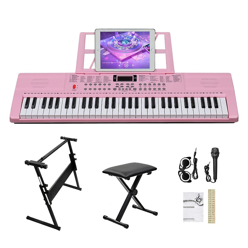 Portable 61Key Electronic Lighted Keyboard Piano LCD Screen | Reverb