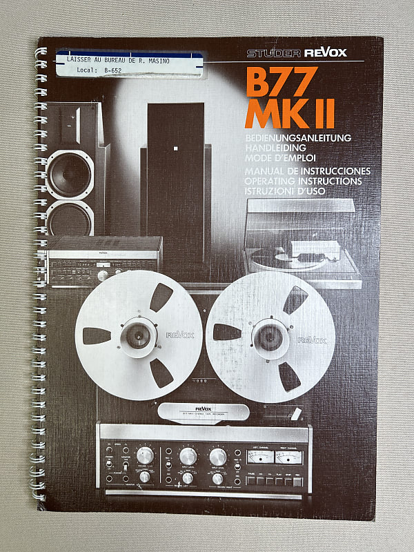 Studer Revox B77 MKII Operating Instructions - | Reverb Australia