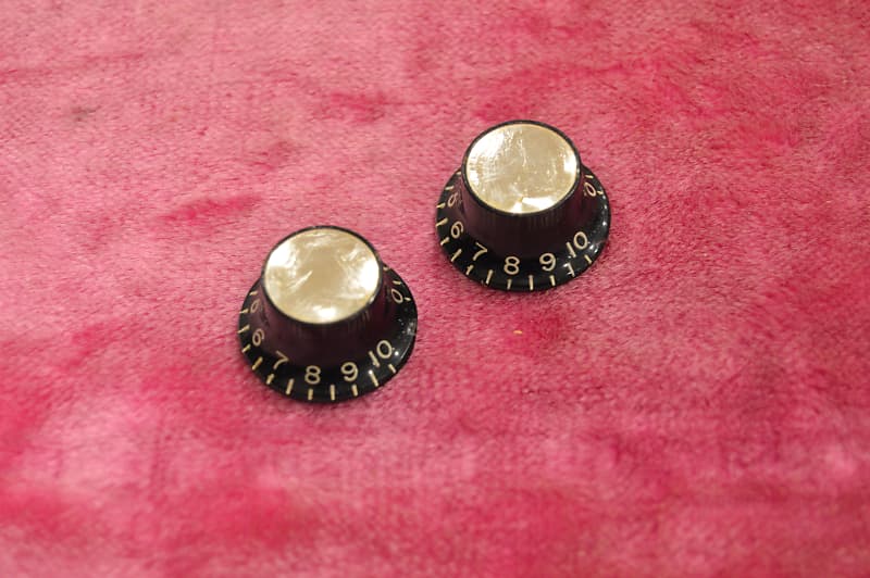 Vintage 1960's Gibson Black Reflector Knob Set - Very Clean - | Reverb